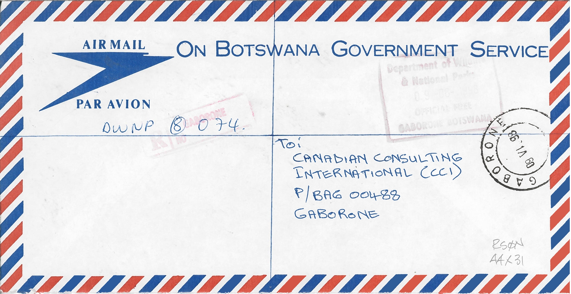 On Botswana Government Service Envelopes - Unusual Postal History